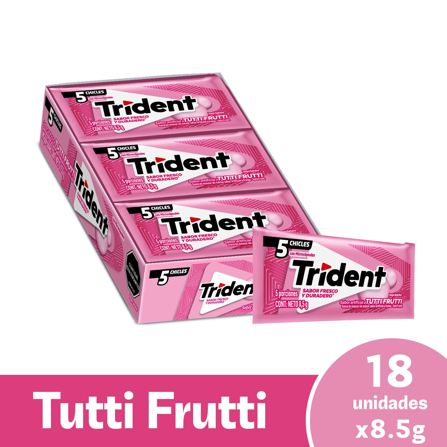 Trident 5s Tuti Frutti x18 unds - Tienda Mondelez